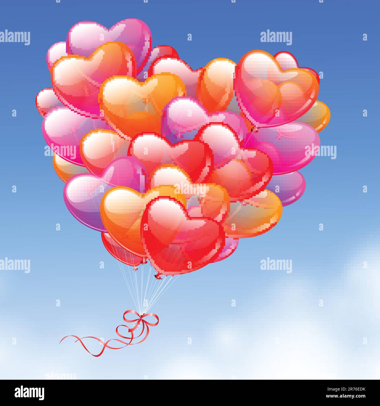 Colorful Heart Shaped Balloons in the sky Stock Vector Image & Art - Alamy