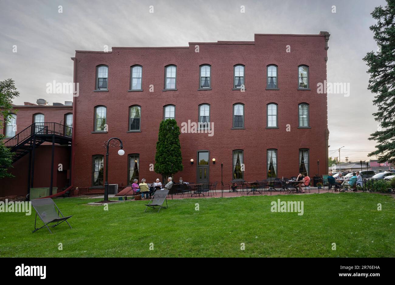Fort Benton, Montana, USA – June 06, 2023: People enjoy the patio of ...