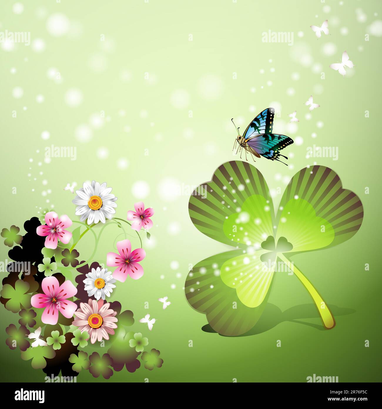 St. Patrick's Day background with flowers and butterflies Stock Vector ...