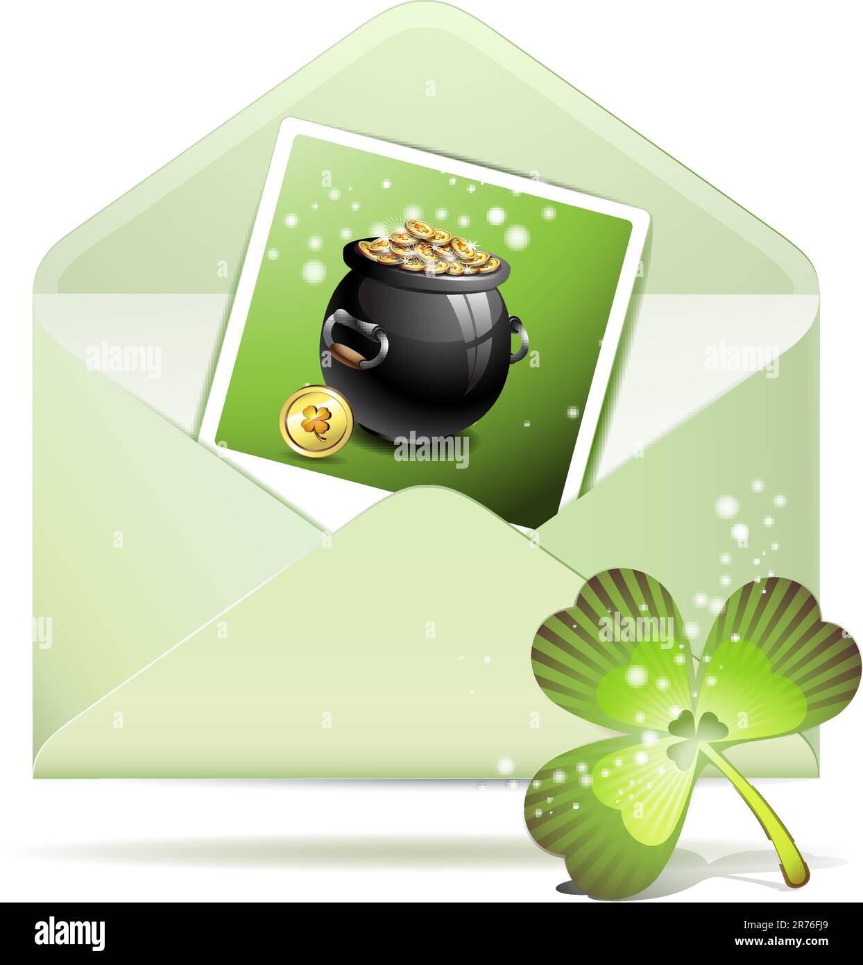 Envelope with photo and clover for St. Patrick's Day, icon, item ...