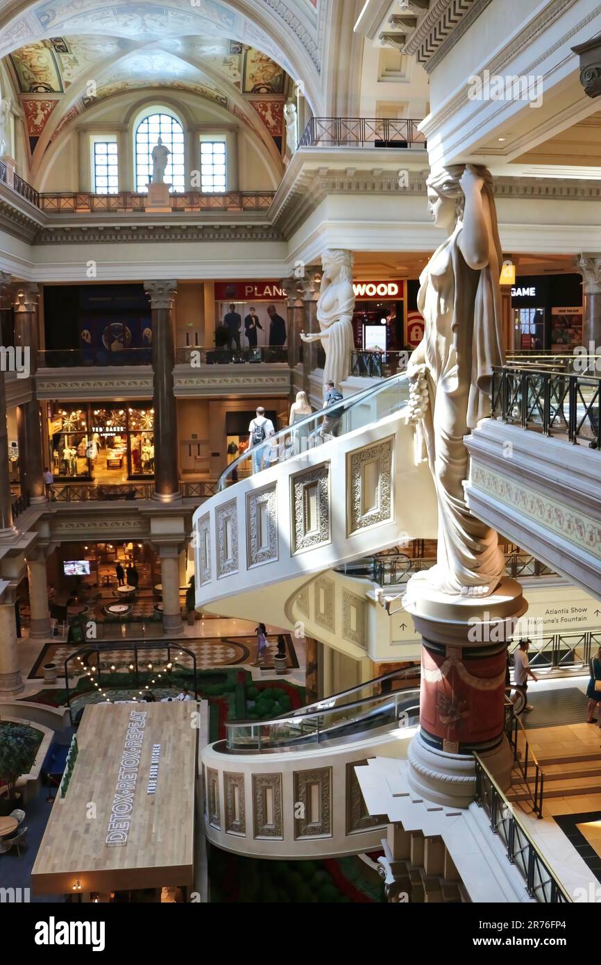 Interior of the Caesars Forum Shops shopping mall Las Vegas Nevada USA ...