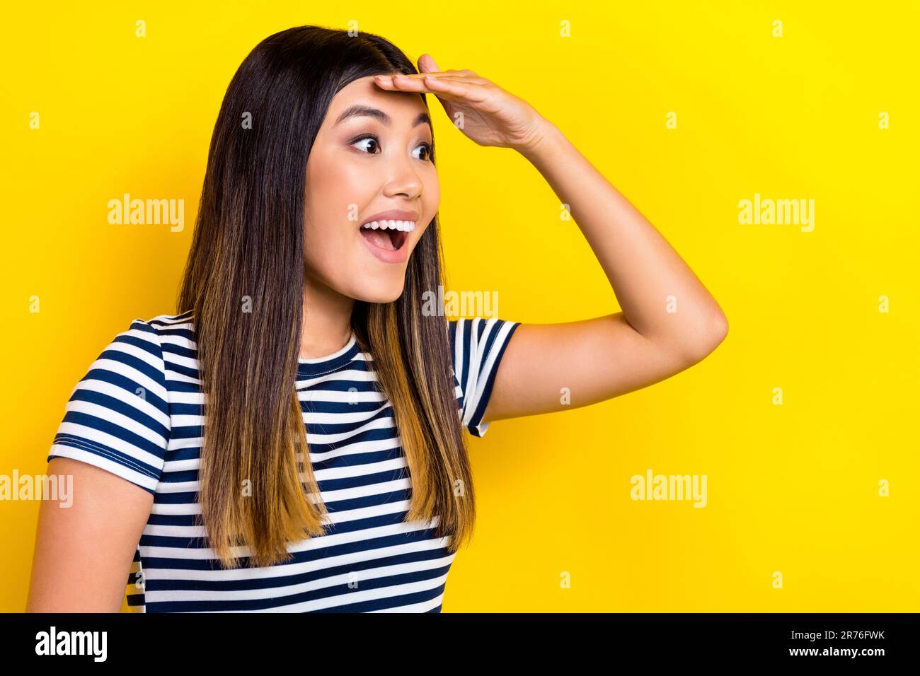 Photo of young unexpected reaction crazy funny vietnamese girl hand ...