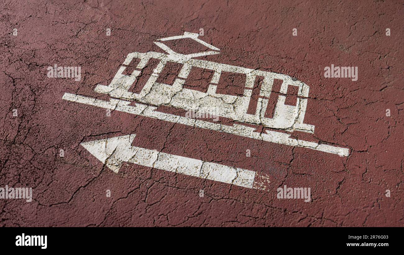 Tram crossing signage Stock Photo - Alamy