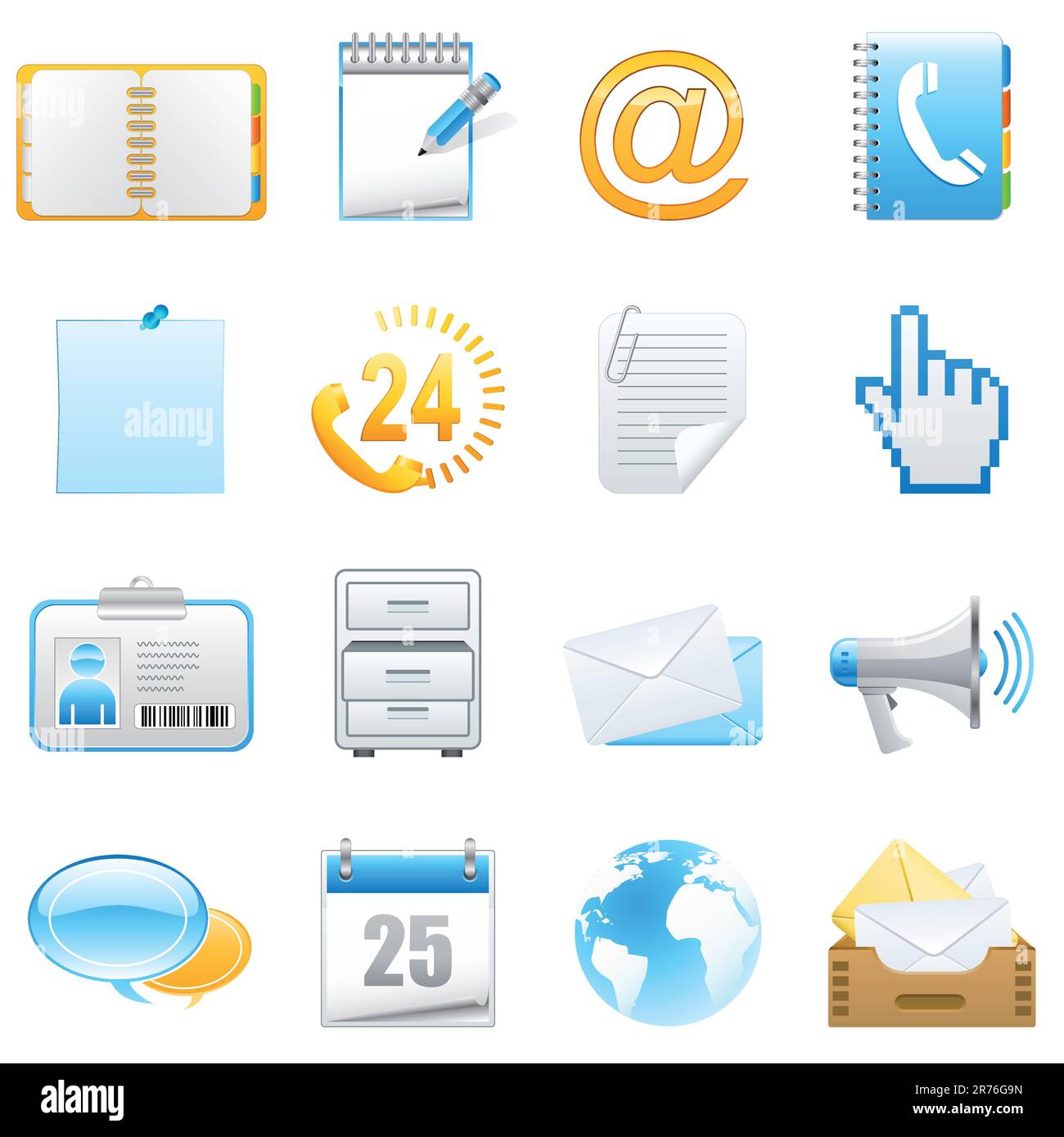 office and communication icons isolated on white background Stock ...