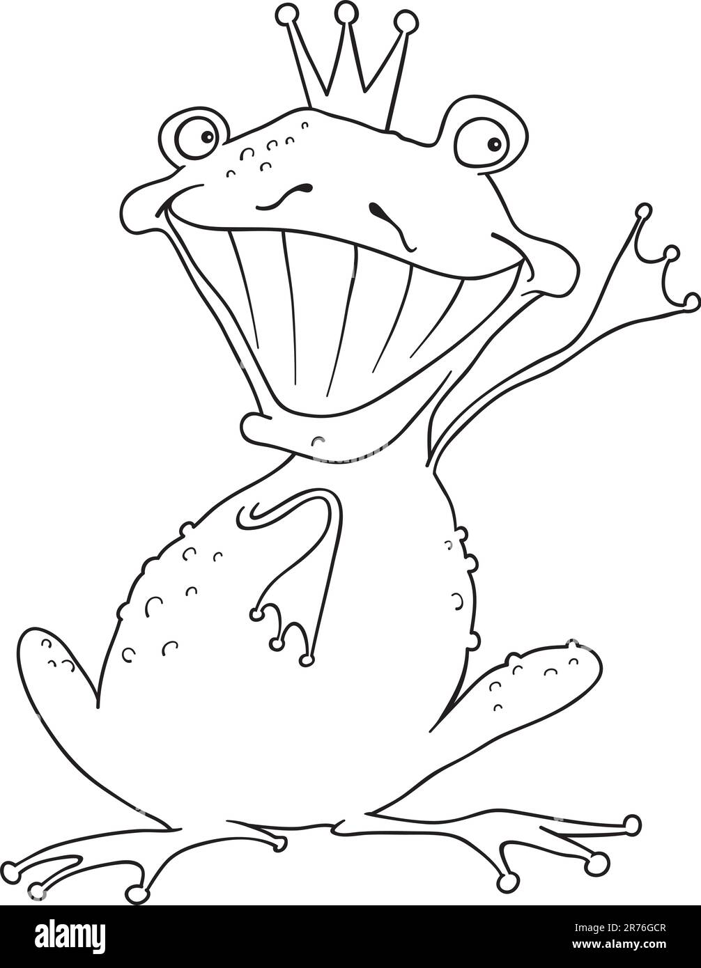 cartoon illustration of funny prince frog for coloring book Stock ...