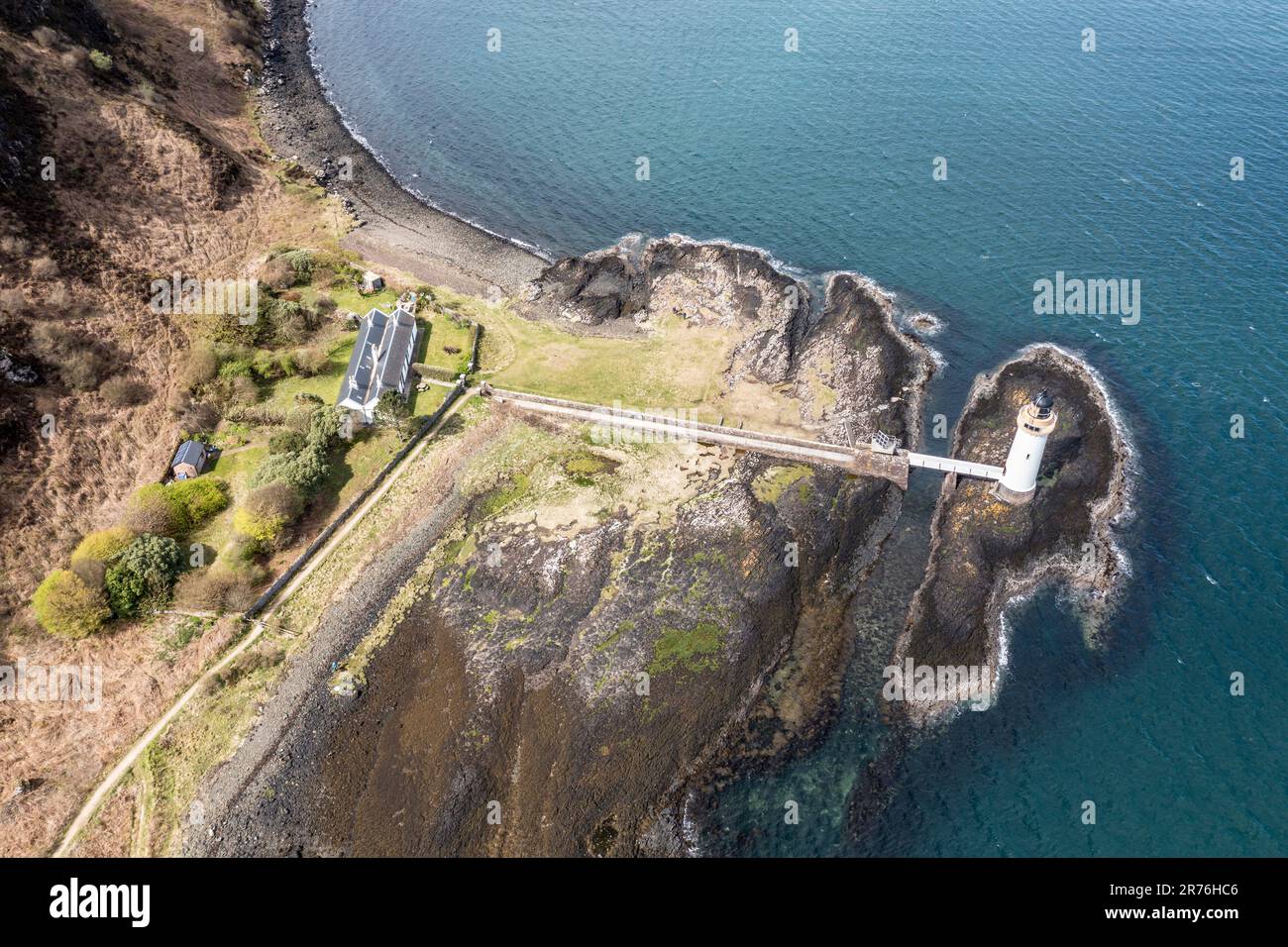 Aerial view of Tobermory lighthouse, Isle of Mull, Scotland, UK Stock ...