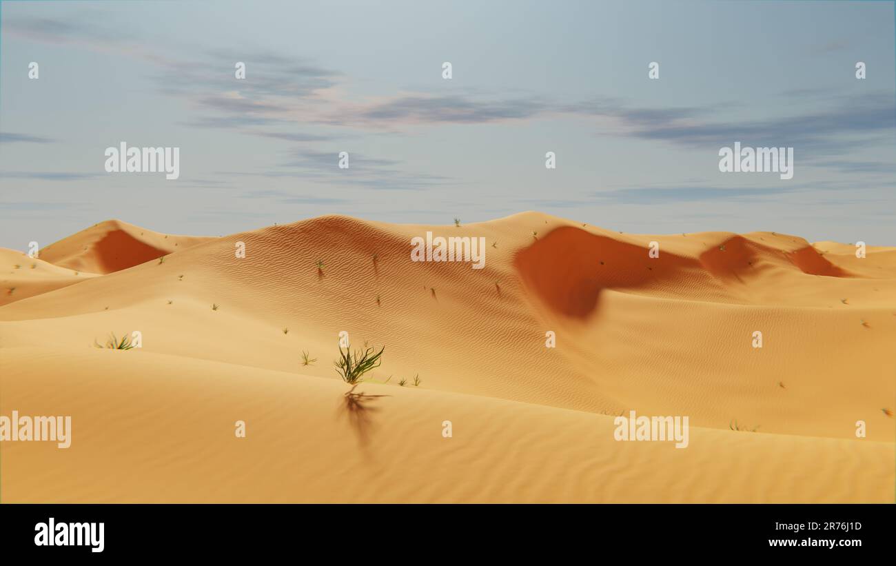 Desert dunes yellow sand, sandy landscape. 3d render Stock Photo - Alamy