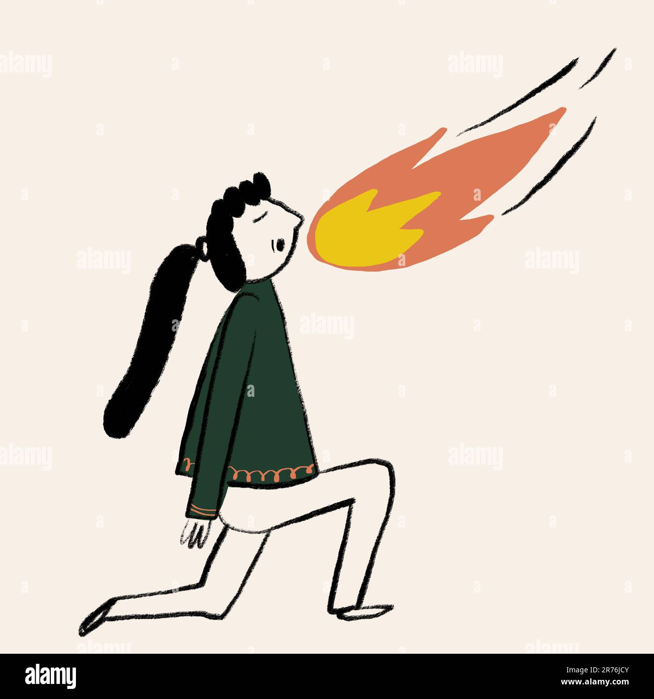Girl Holding Fire Drawing