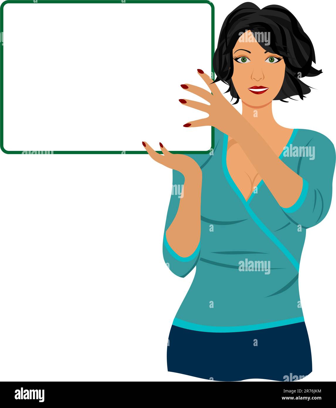 Illustration beautiful girl with banner - vector Stock Vector Image ...