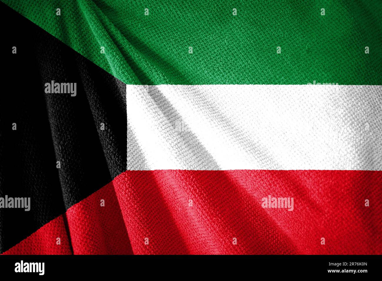 Kuwait flag on towel surface illustration with, country symbol Stock ...