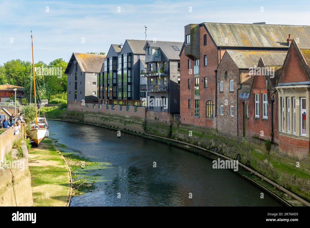 Apartments alongside the river Ouse at Lewes, East Sussex, England ...