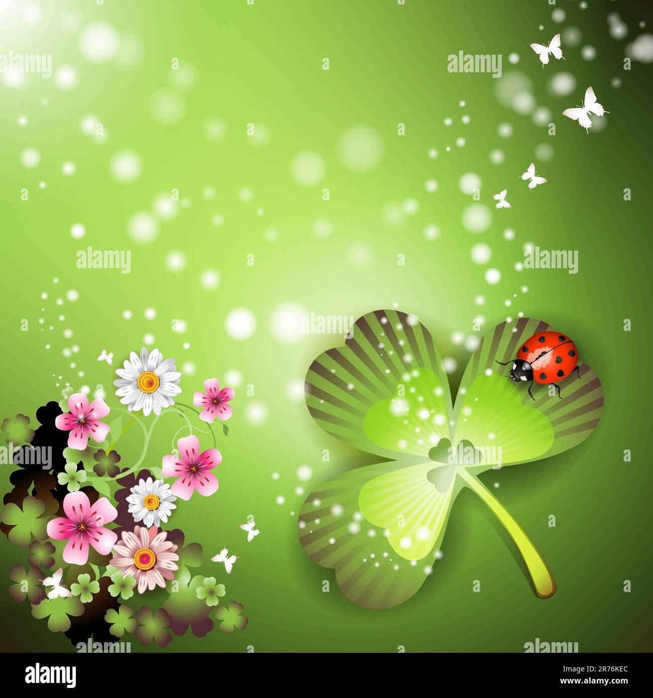 St. Patrick's Day background with flowers and butterflies Stock Vector ...