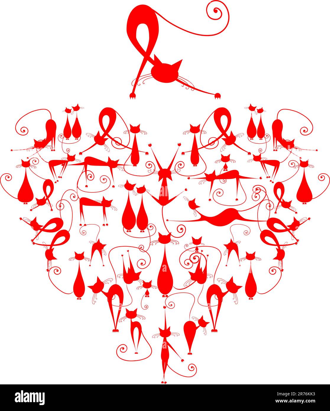 I love cats! Cats silhouette in heart shape for your design Stock ...