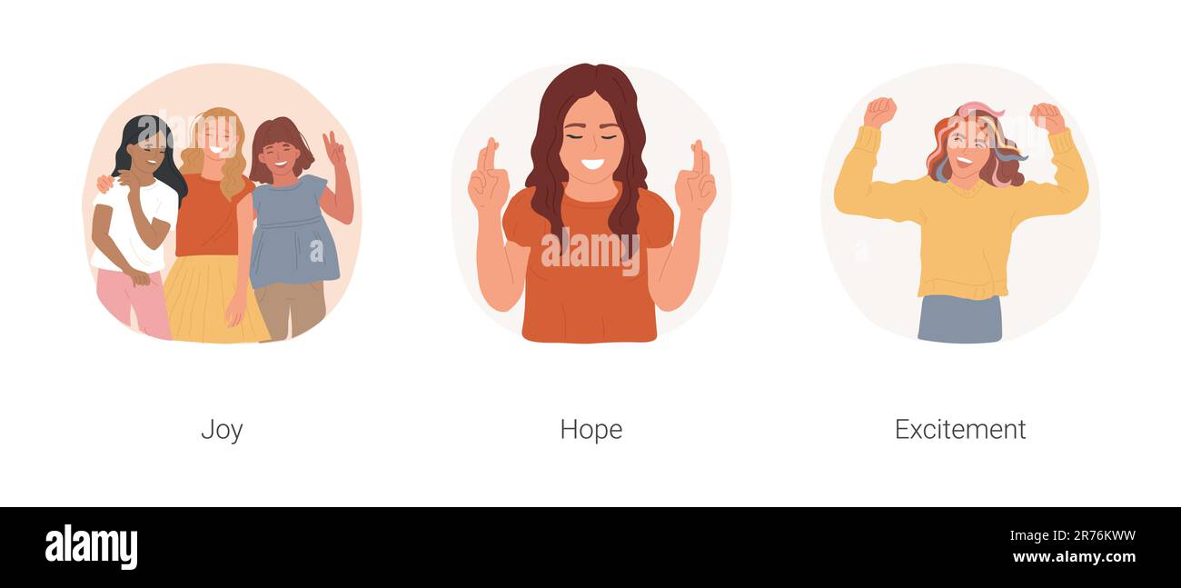 Teen positive emotions isolated cartoon vector illustration set ...