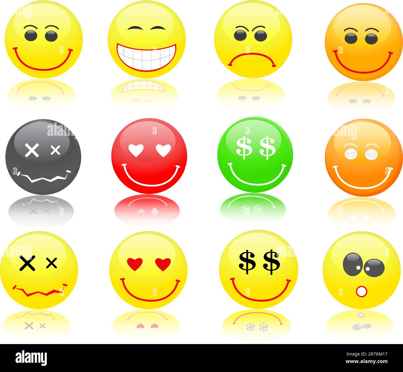 Round smiles of different mood icon set Stock Vector Image & Art - Alamy