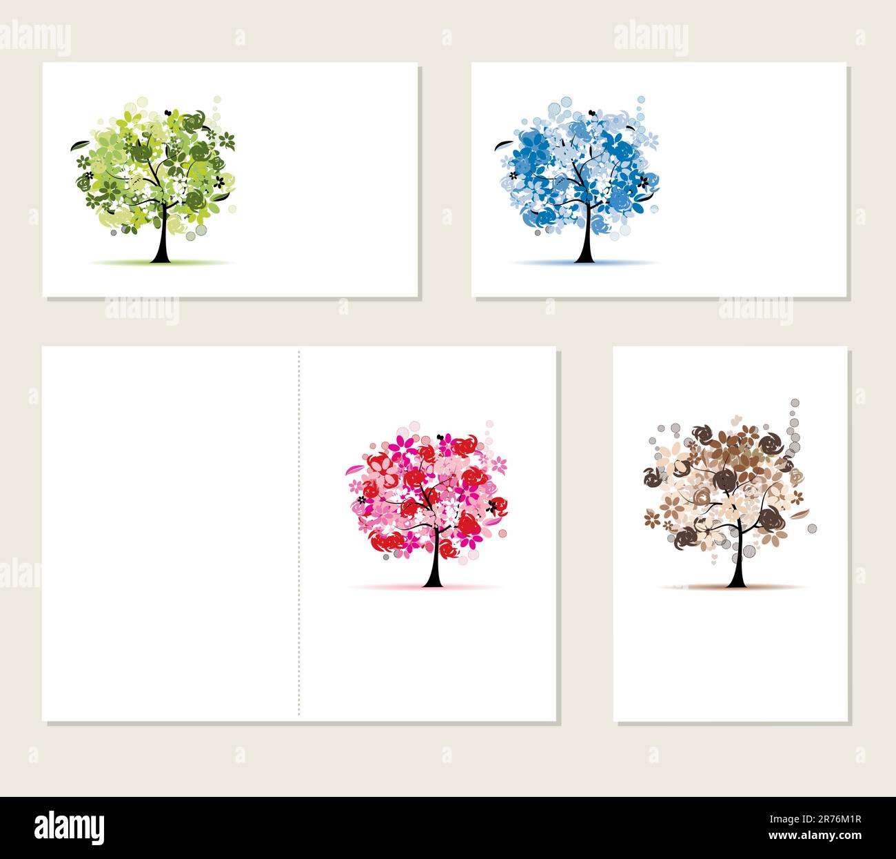 Set of business cards, floral trees for your design Stock Vector Image ...