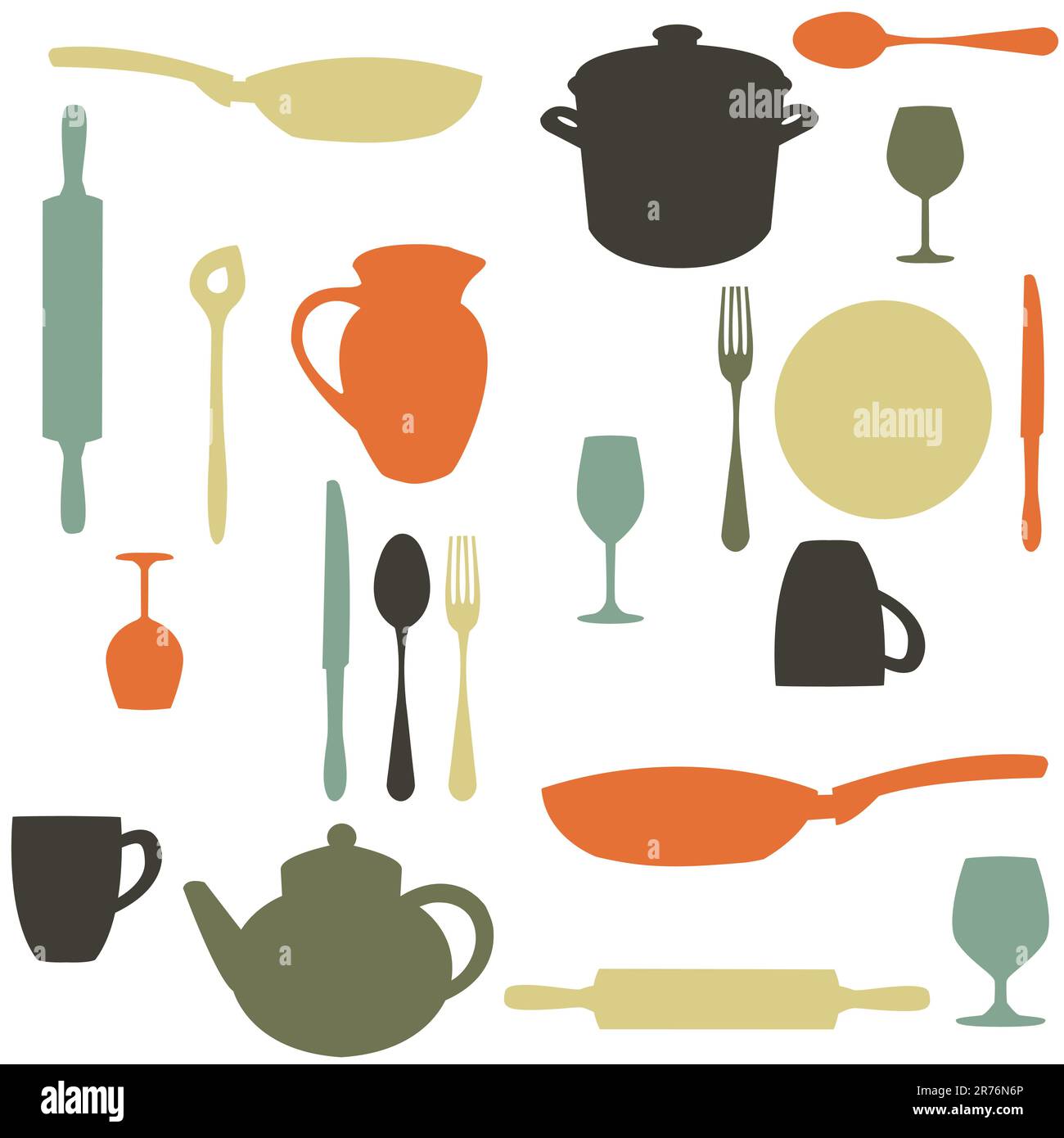 colorful kitchen pattern, vector illustration Stock Vector Image & Art ...