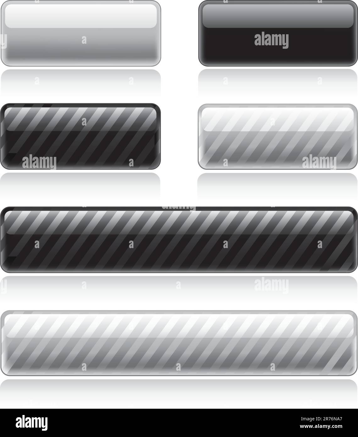 Set of various glossy web buttons in black and white Stock Vector Image ...
