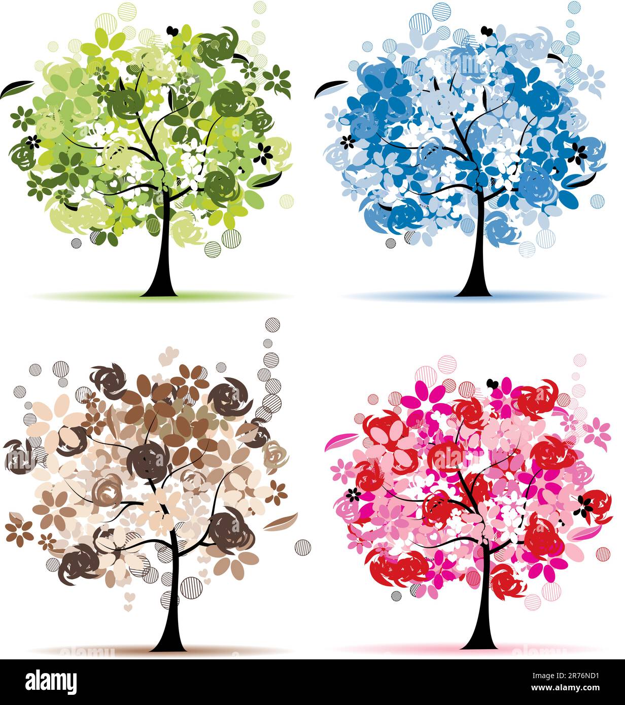 Set floral trees beautiful Stock Vector Images - Alamy