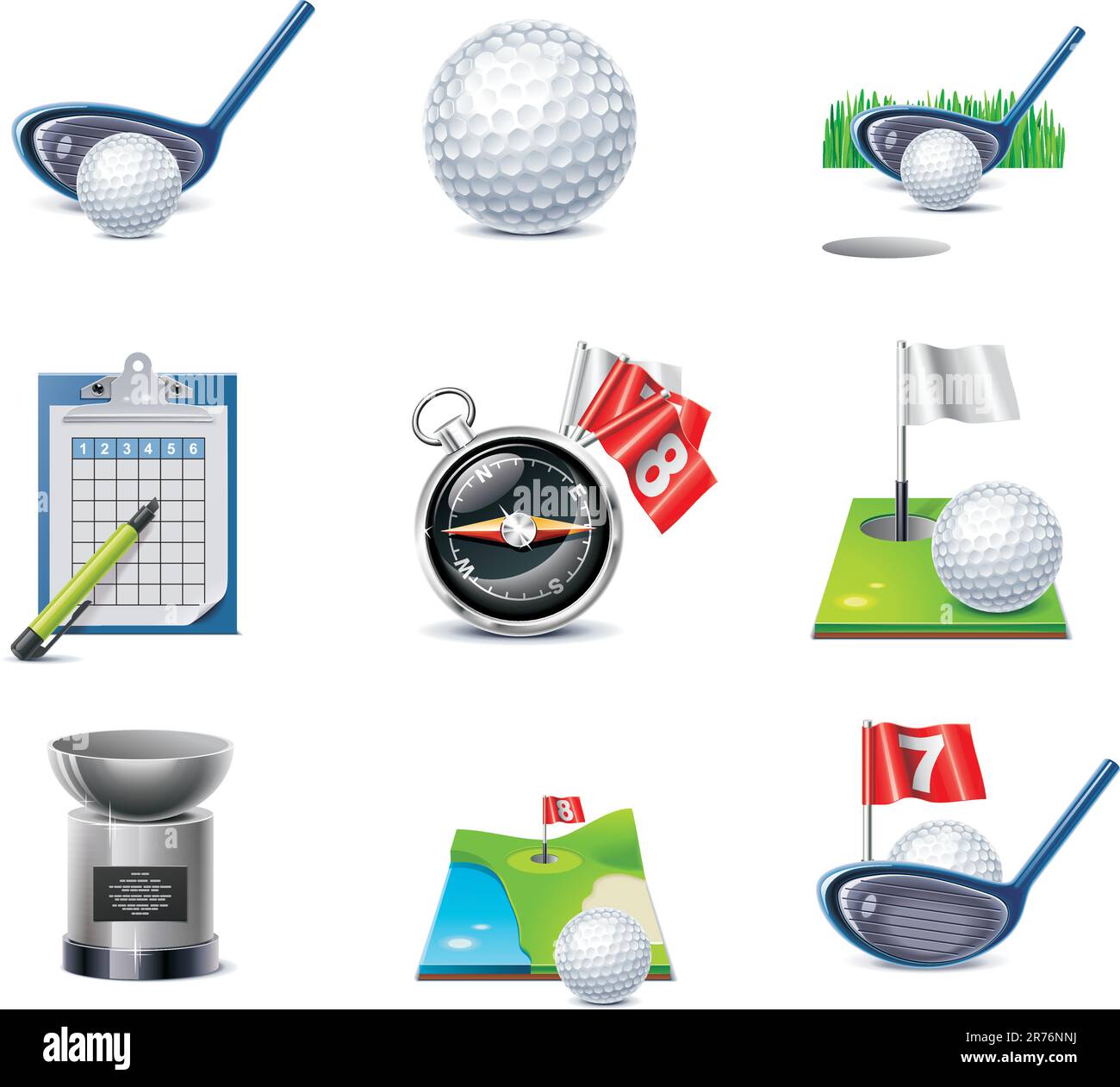 Set of the detailed golf related icons Stock Vector Image & Art - Alamy