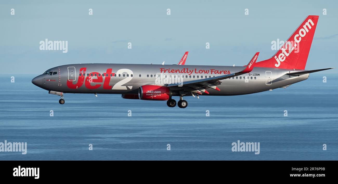 Tenerife, Spain June 4st, 2023. Boeing 737 of Jet2 Airlines flies in ...