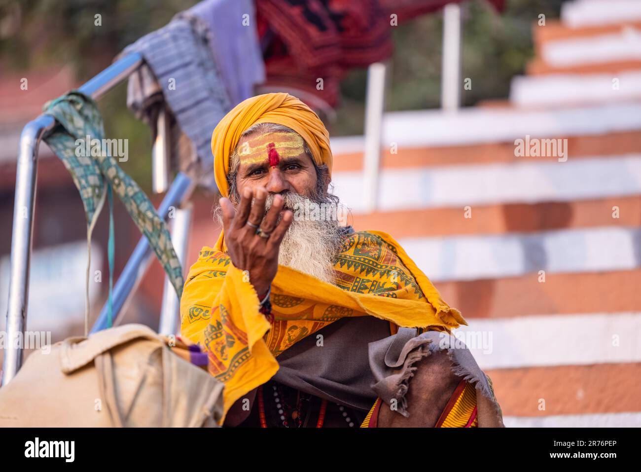 Varanasi, India - Nov 2022: Portrait of Unidentified Indian holy sadhu ...