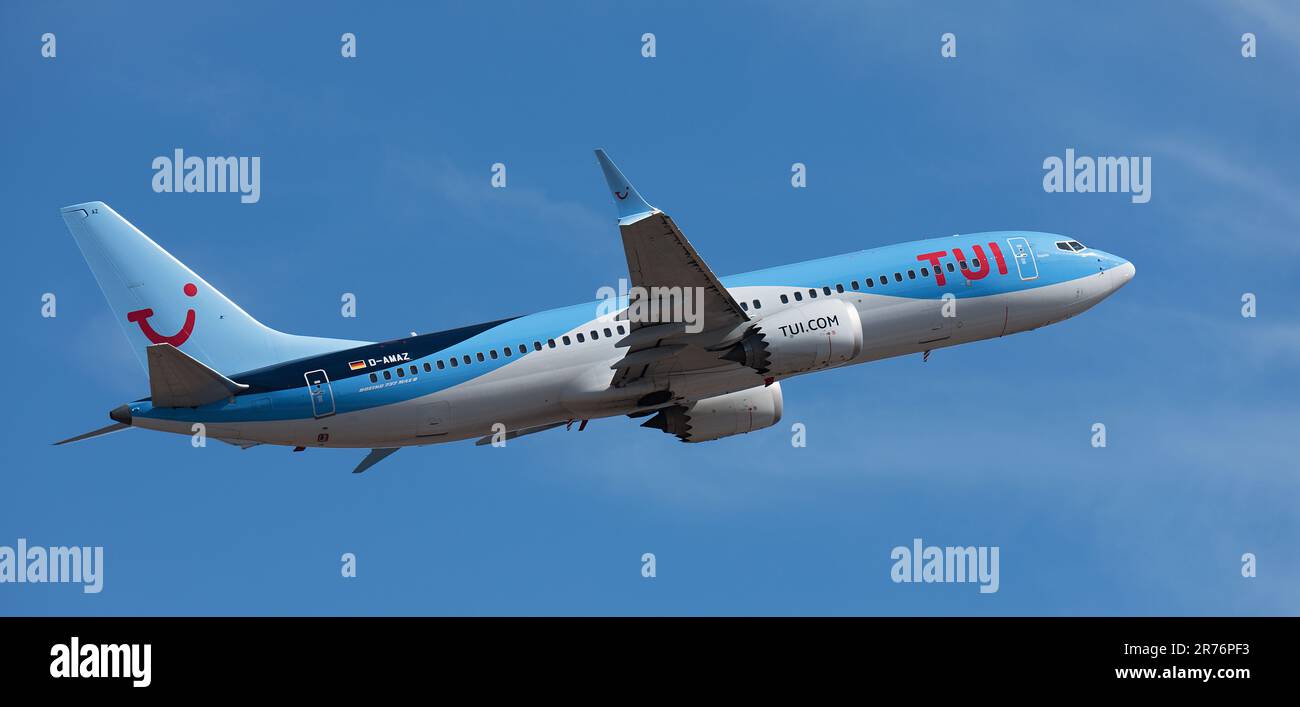 Tenerife, Spain June 7 st, 2023. Tui Boeing 737 MAX 8 .TUI Airlines ...