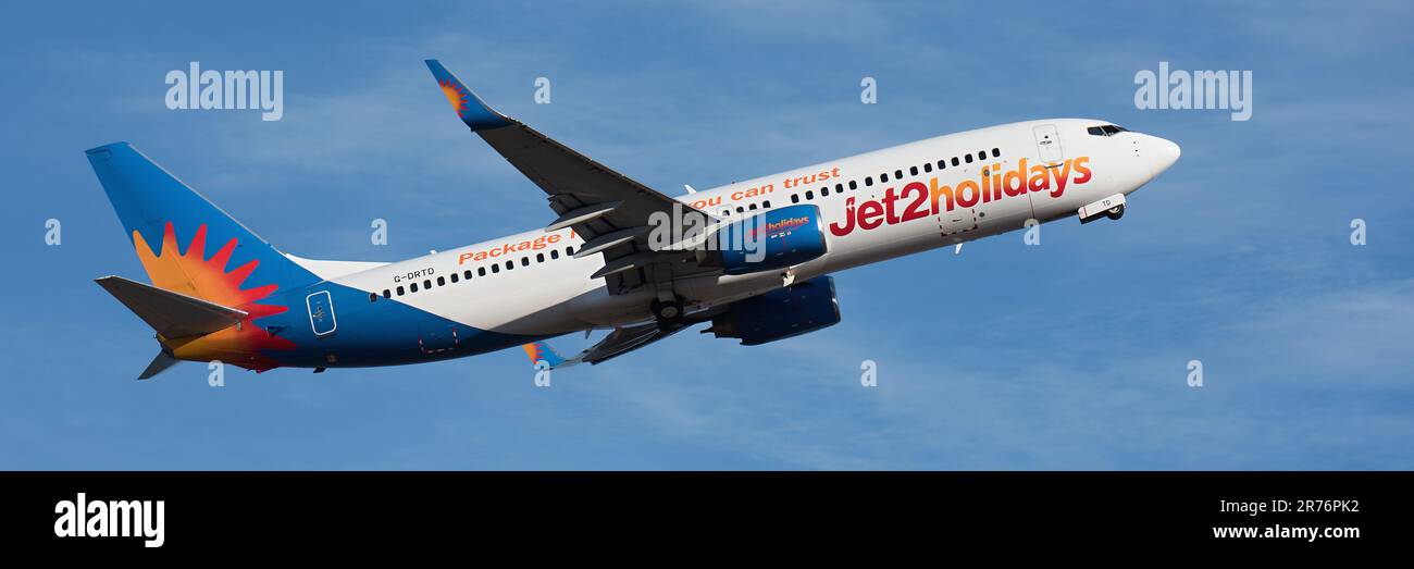 Tenerife, Spain June 7st, 2023. Boeing 737-800 of Jet2 Airlines flies ...