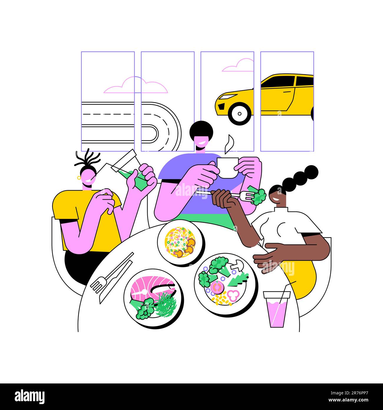 Rest area isolated cartoon vector illustrations. Group of friends ...