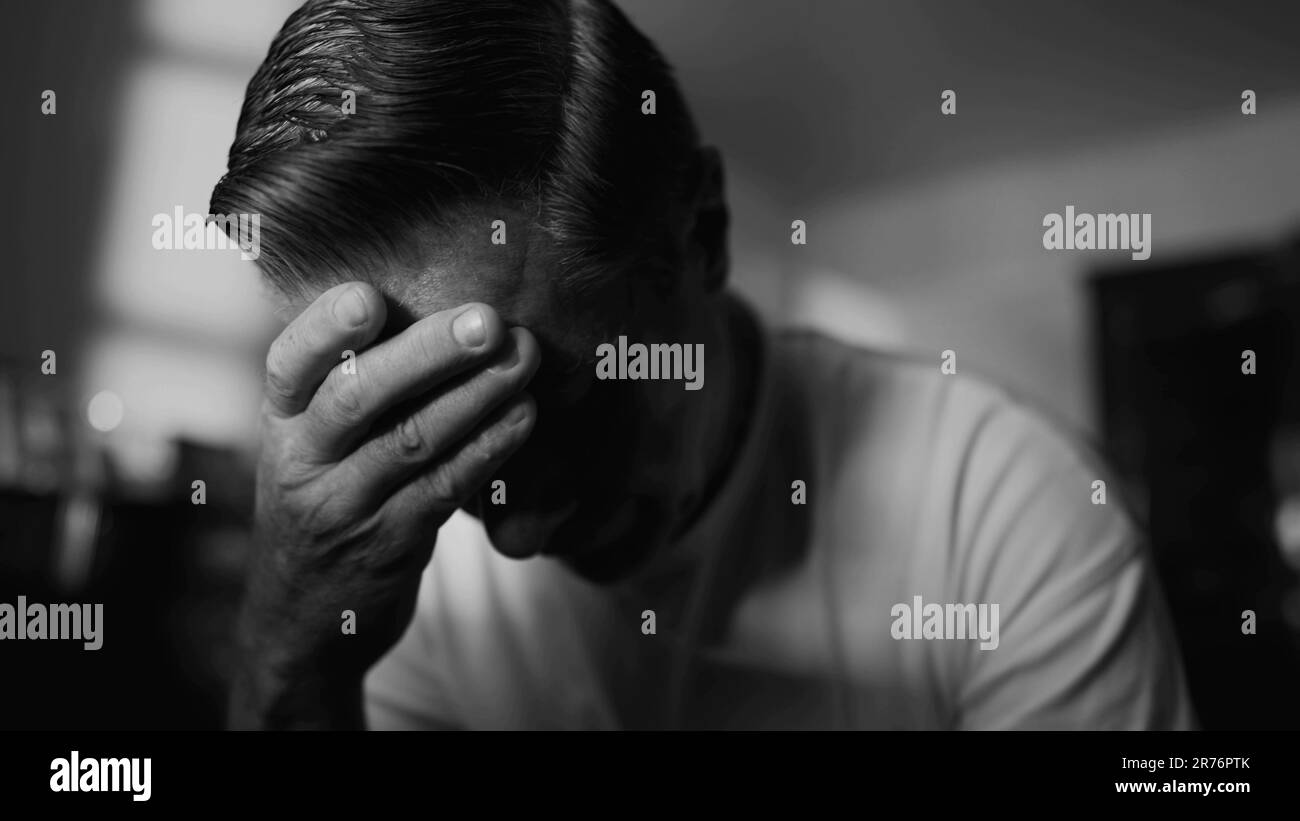 Older man struggling with trauma and loneliness. Middle-aged male ...