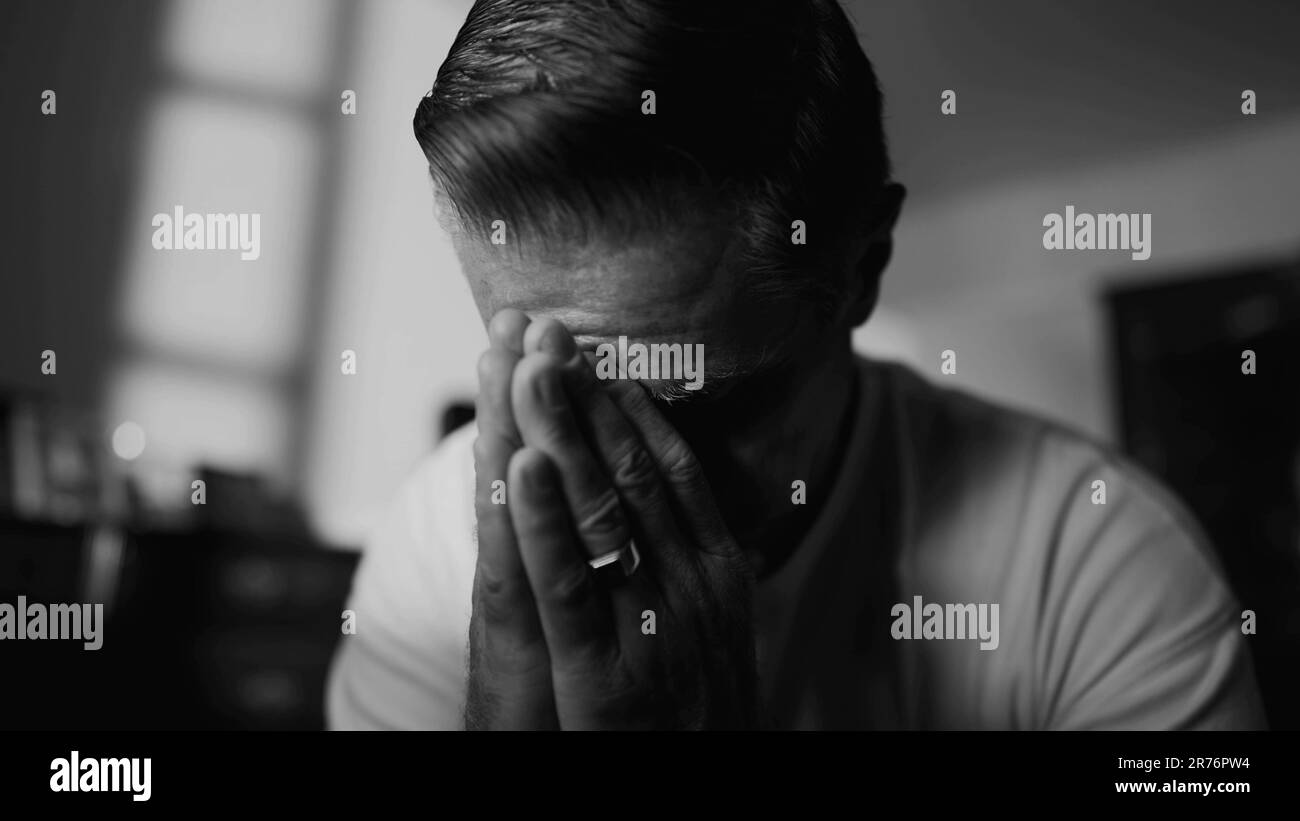 Older man struggling with trauma and loneliness. Middle-aged male ...