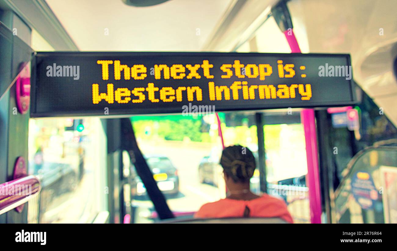 the next stop is western infirmary hospital in the west end of the city ...