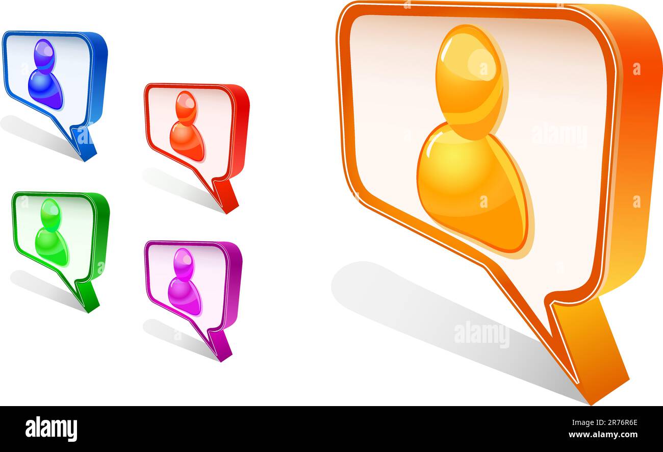 people avatar in chat sign icon set isolated on white background Stock ...
