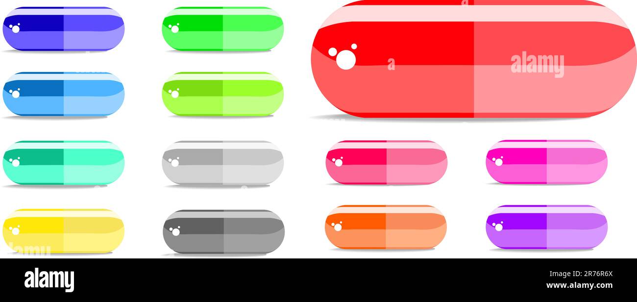 colorful capsule icon set isolated on white background Stock Vector ...