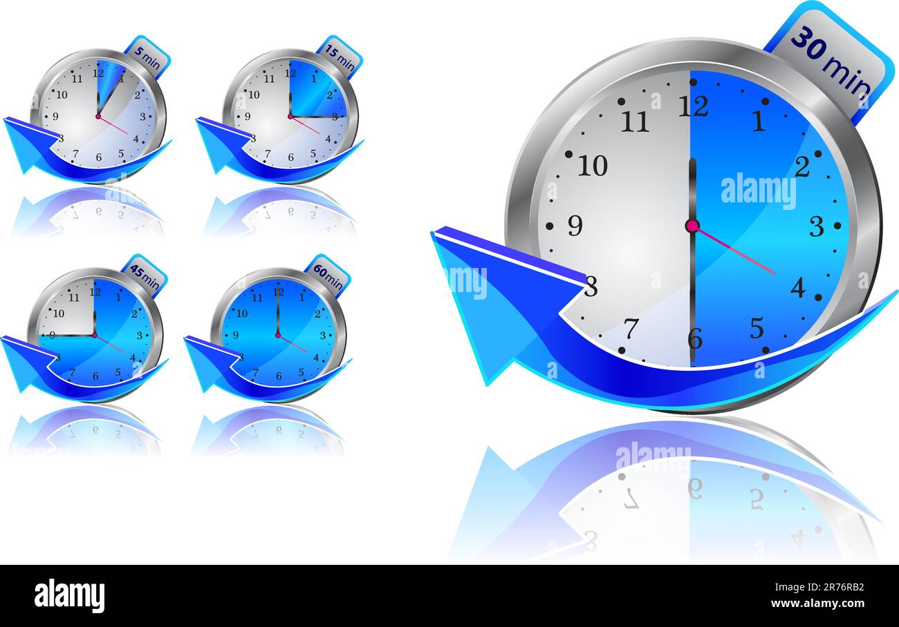 light blue timer clocks with arrows. vector illustration isolated on ...