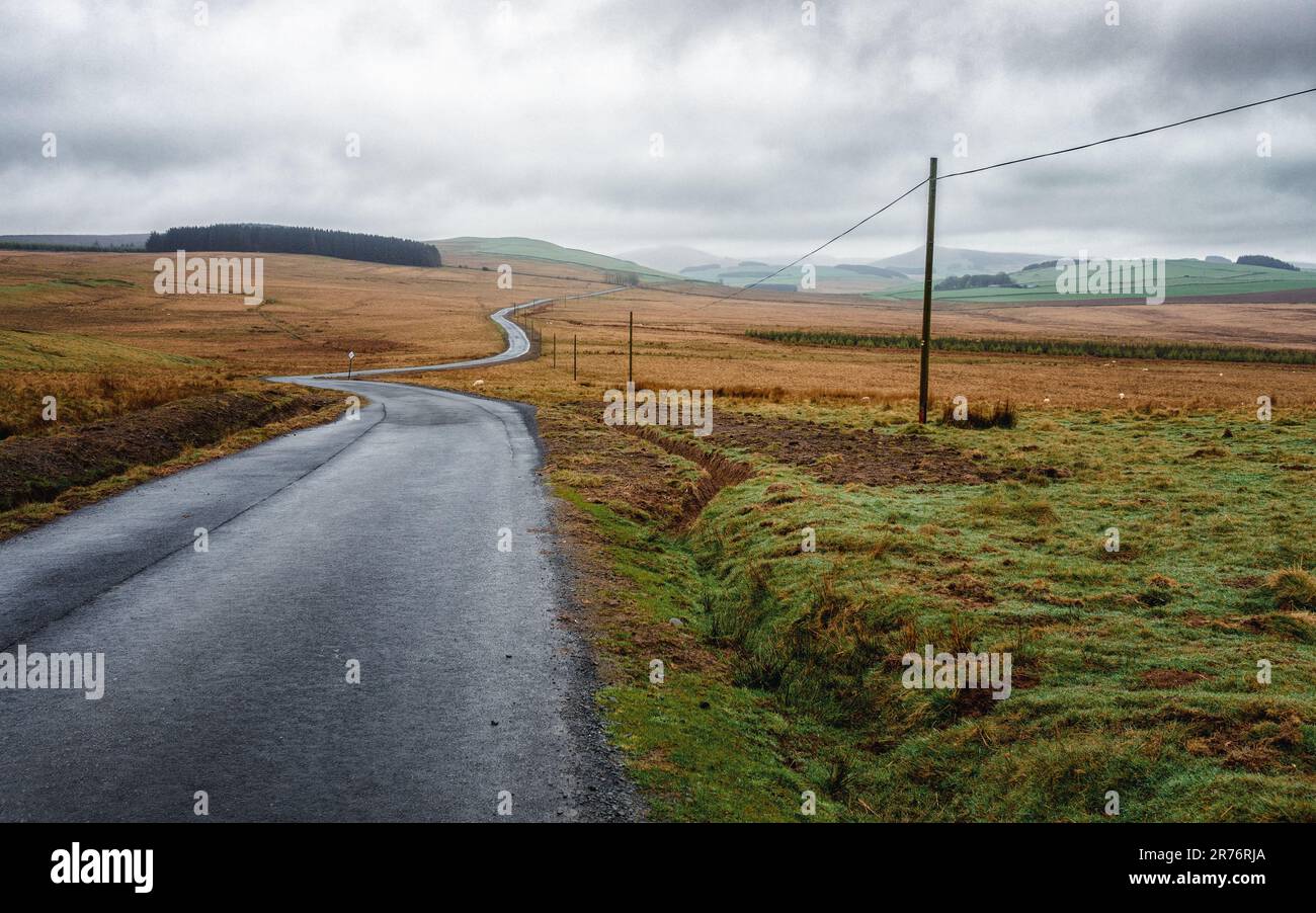 Beautiful country road from Bonchester Bridge towards Newcastleton on a ...