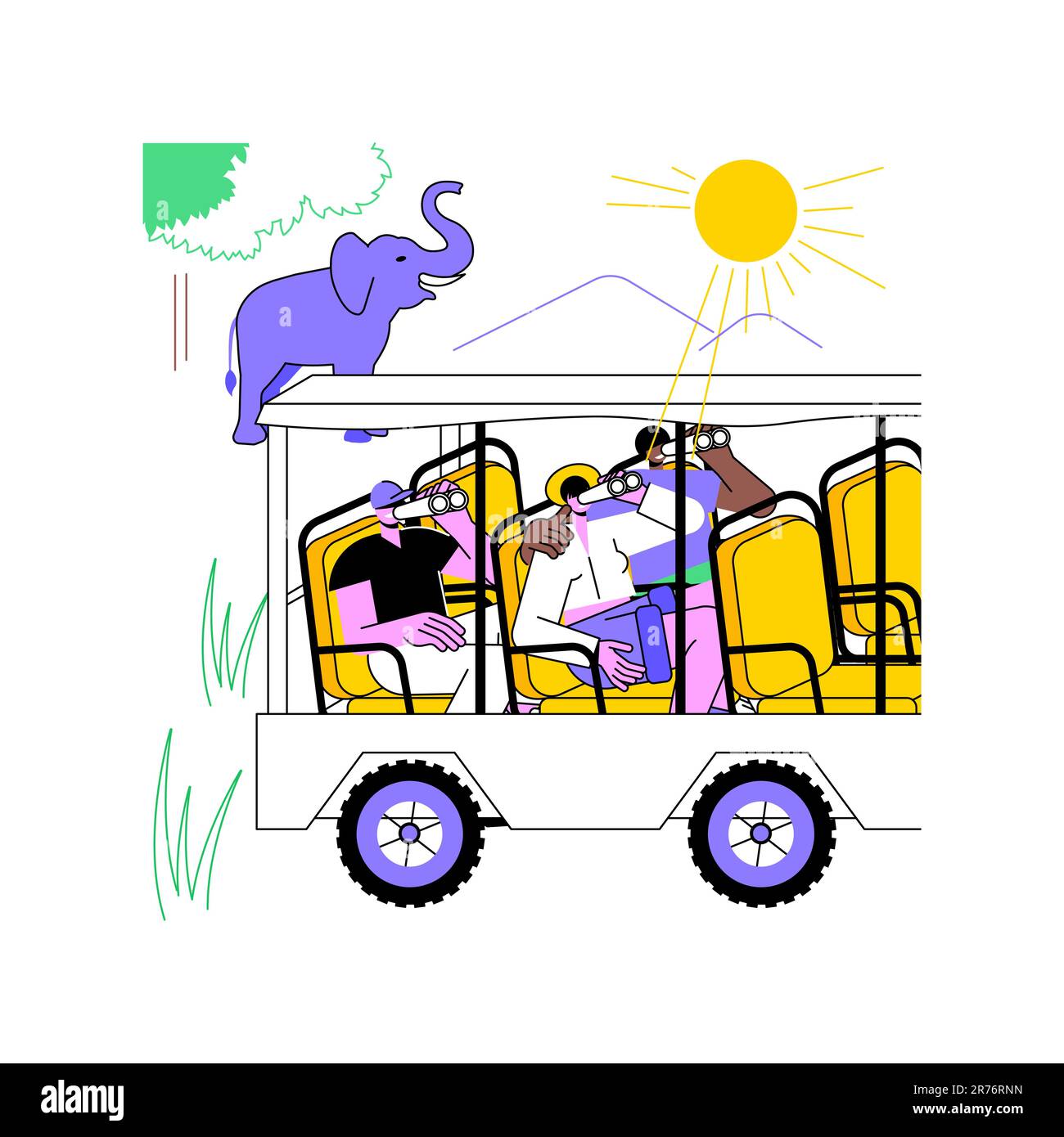 Safari isolated cartoon vector illustrations. Group of people in ...