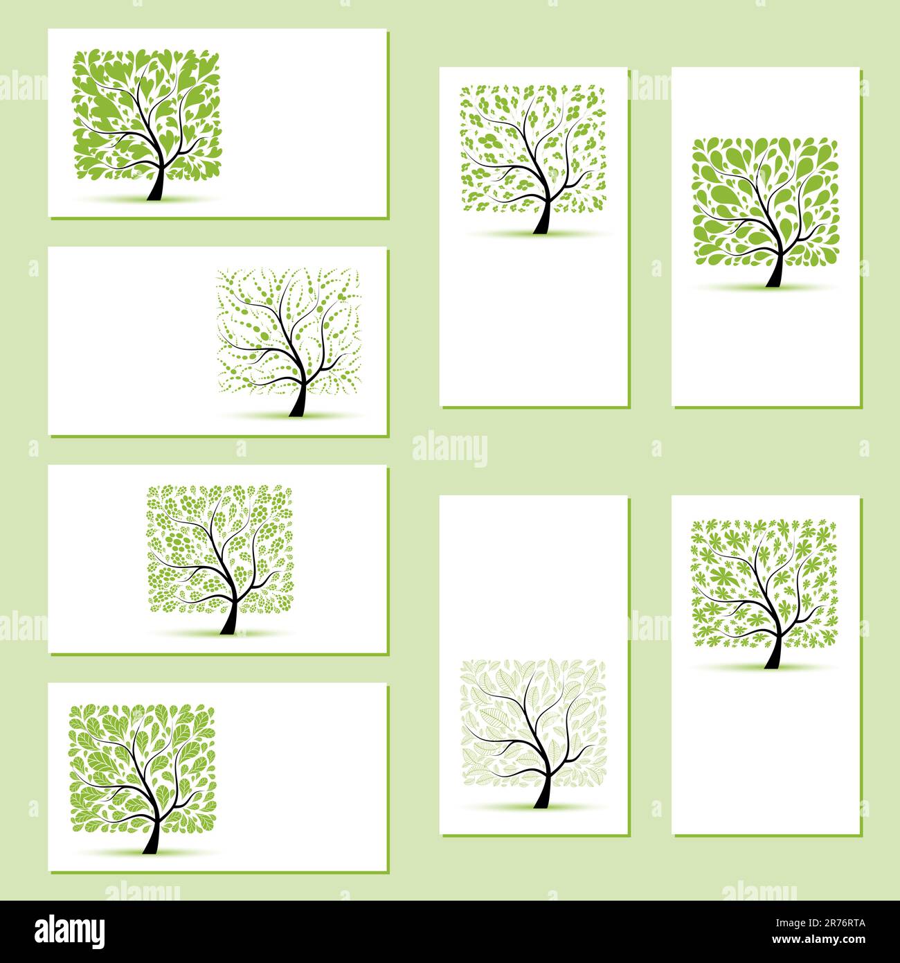 Set of business cards, floral trees for your design Stock Vector Image ...