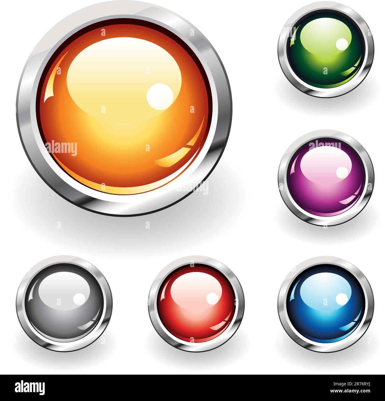 Collection of six glossy buttons in various colors Stock Vector Image ...