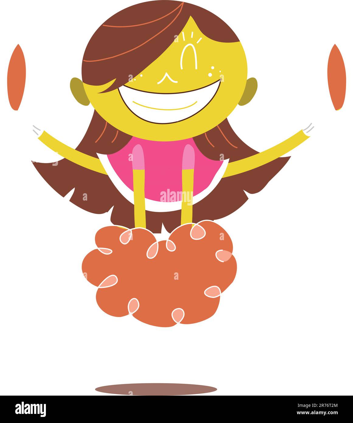 Young illustration of a smiling yellow cheerleader jumping and cheering ...
