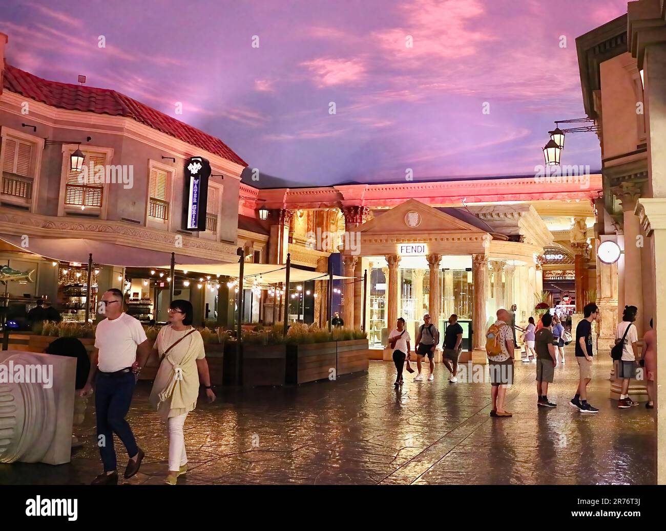 Interior of the Caesars Forum Shops shopping mall with the Fendi shop ...