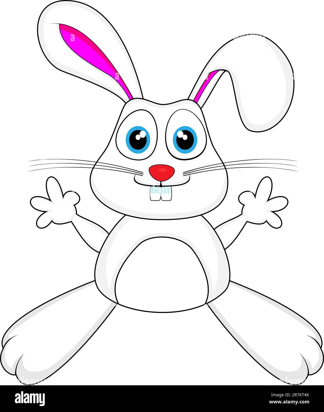 Vector illustration of a cute white bunny rabbit.No gradient Stock ...