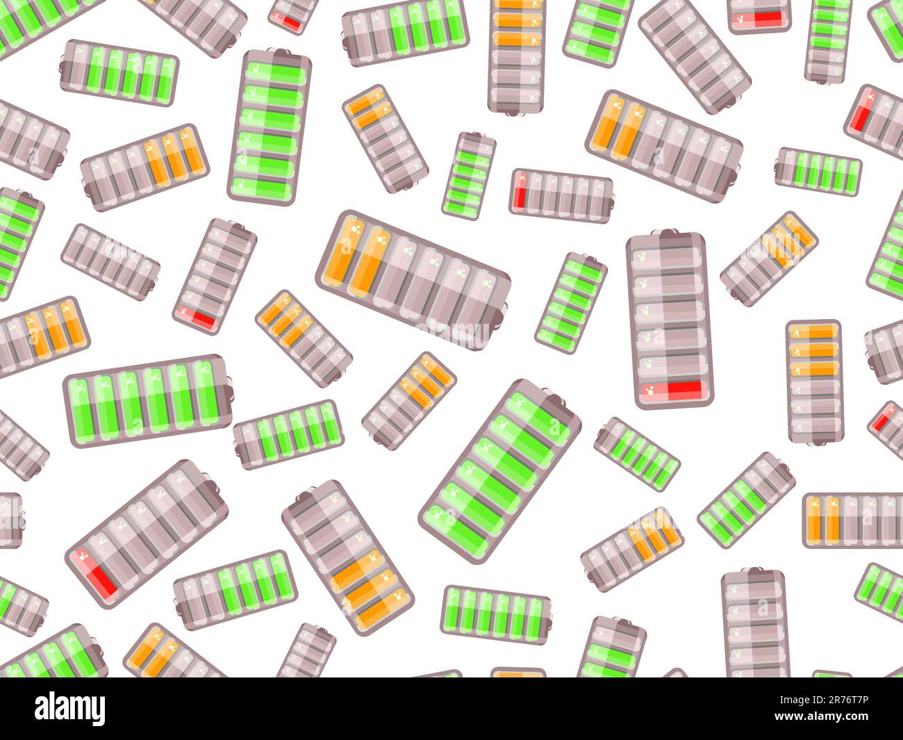 seamless pattern with batteries charged in different level on white ...