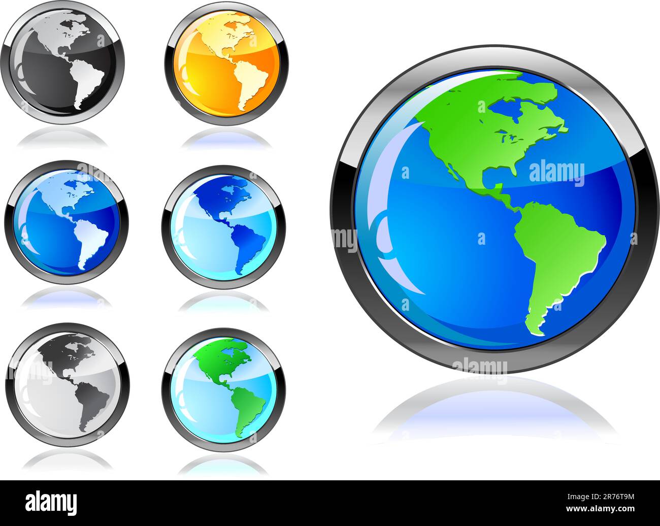 colorful earth icon set isolated on white background Stock Vector Image ...