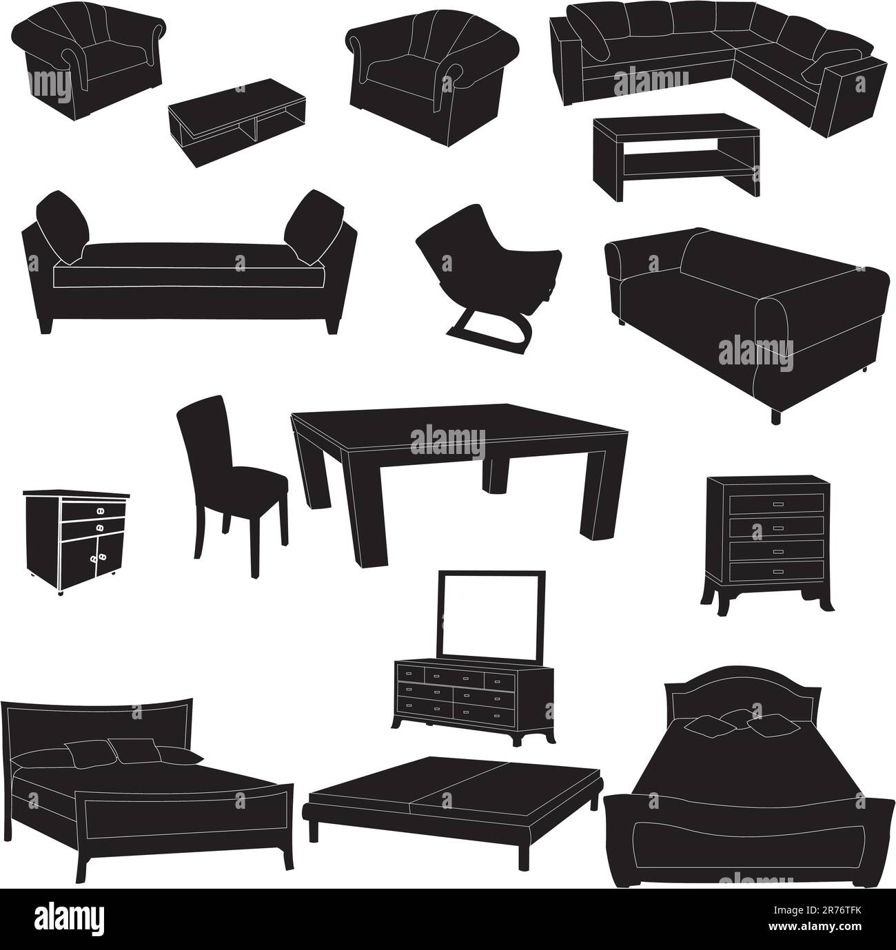 Silhouettes of furniture - vector Stock Vector Image & Art - Alamy