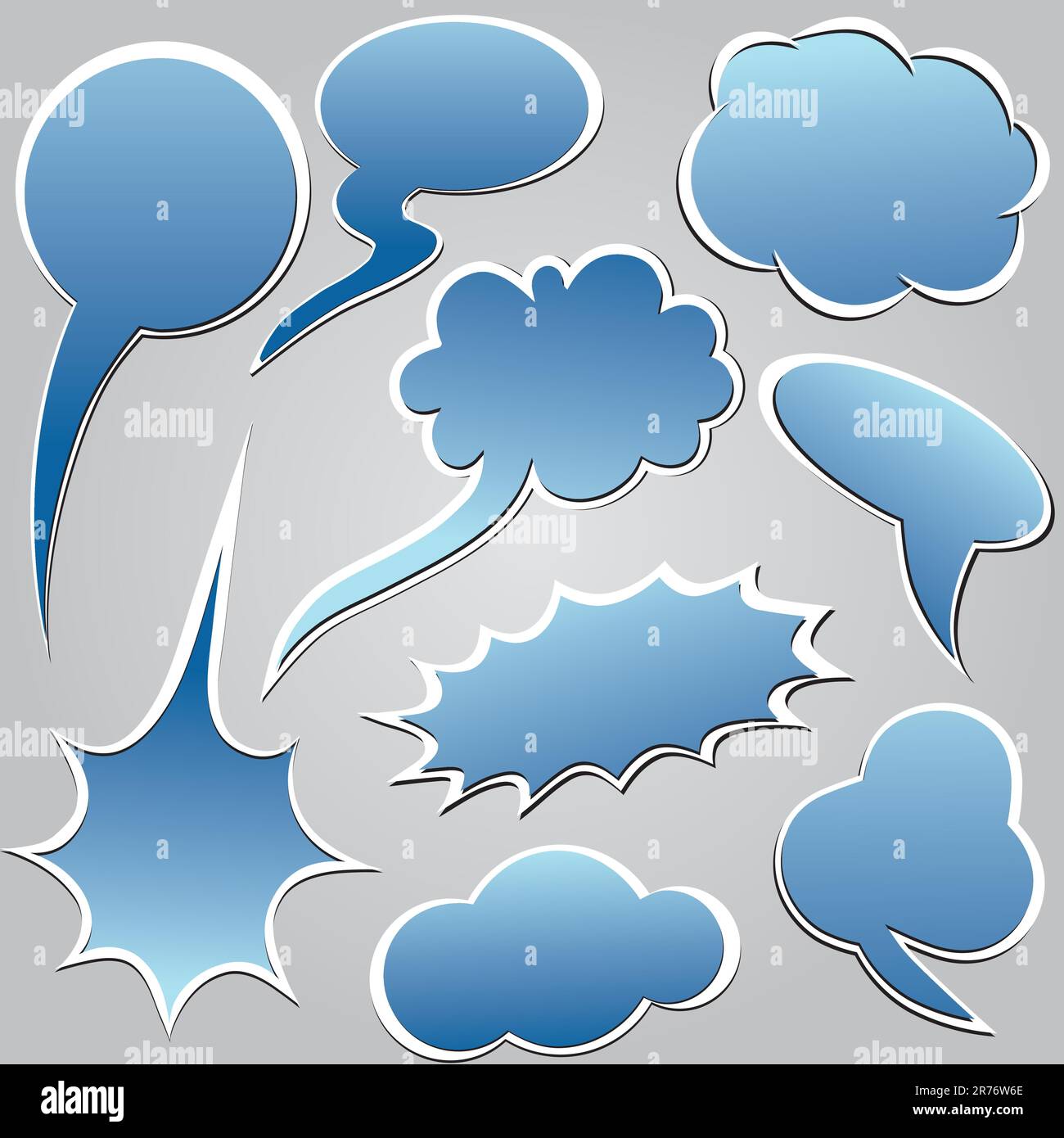 Blue speech and thought bubble / Dialog cloud. Vector version of this ...