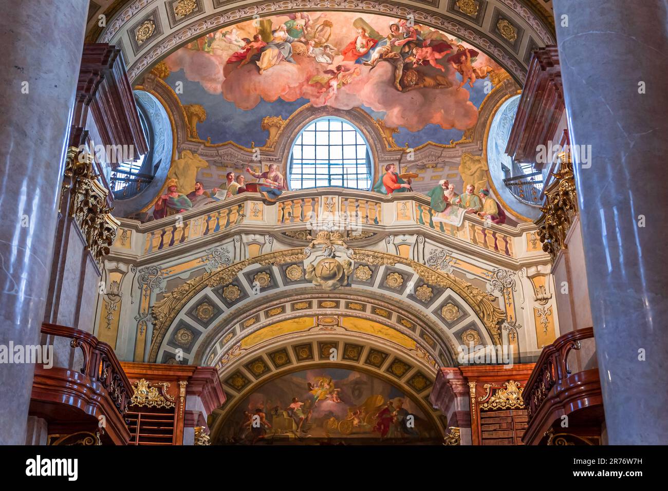 VIENNA, AUSTRIA, MAY 24, 2023 : interiors, frescoes and architectural ...