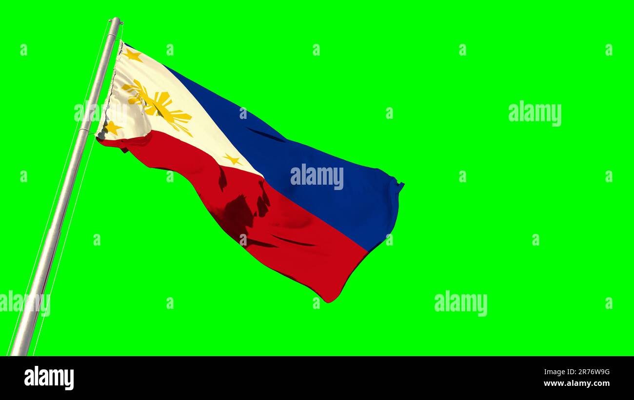 Waving glorious flag of Philippines on chroma key screen, isolated ...