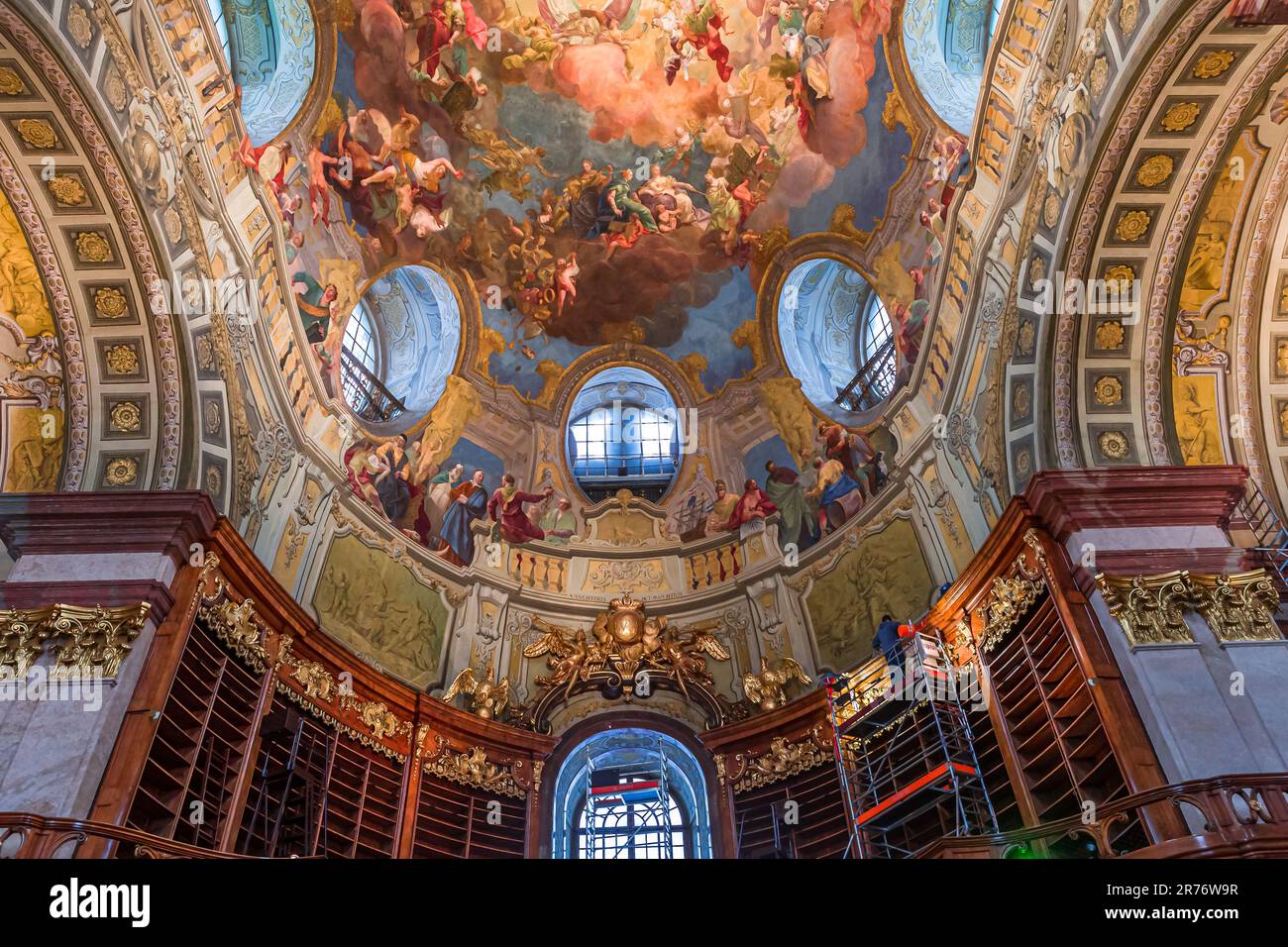 VIENNA, AUSTRIA, MAY 24, 2023 : interiors, frescoes and architectural ...