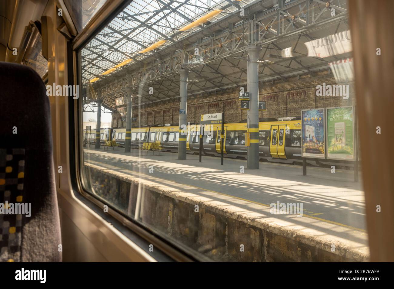 Southport Railway Station, Merseyside, on a warm and sunny day Stock ...